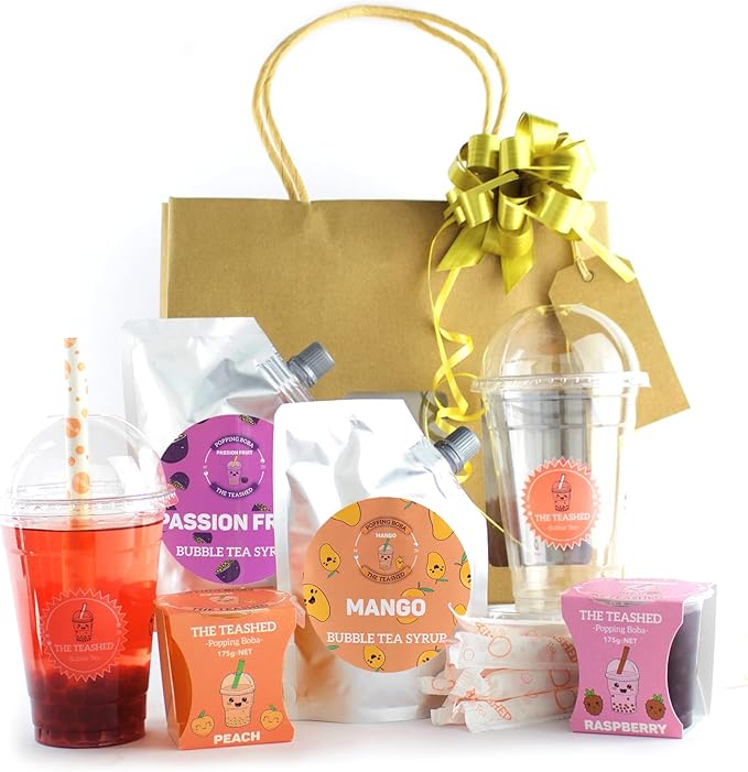 Bubble Tea Kit Syrup Gift Set with 8 Servings | Syrup + Boba Set | The *TeaShed : Amazon.co.uk ...