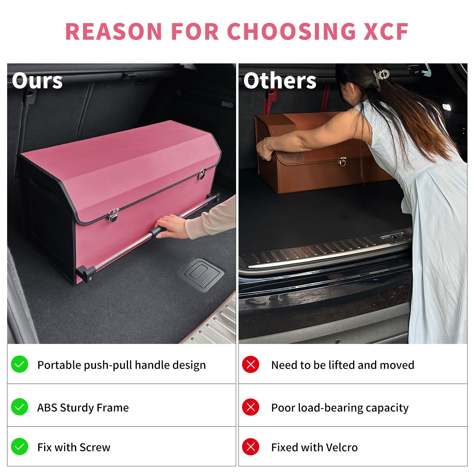 Car Trunk Organizer, Push-pull Handle, Leather Collapsible 2 ...