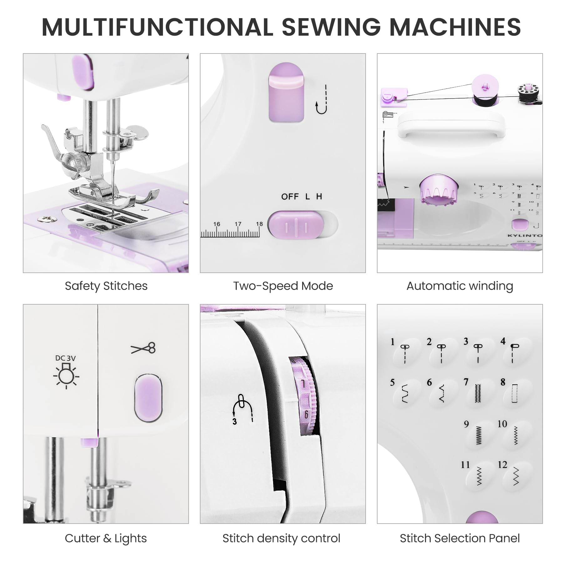 Sewing Machine for Beginners, Mini Sewing Machine with 12 Built-in ...