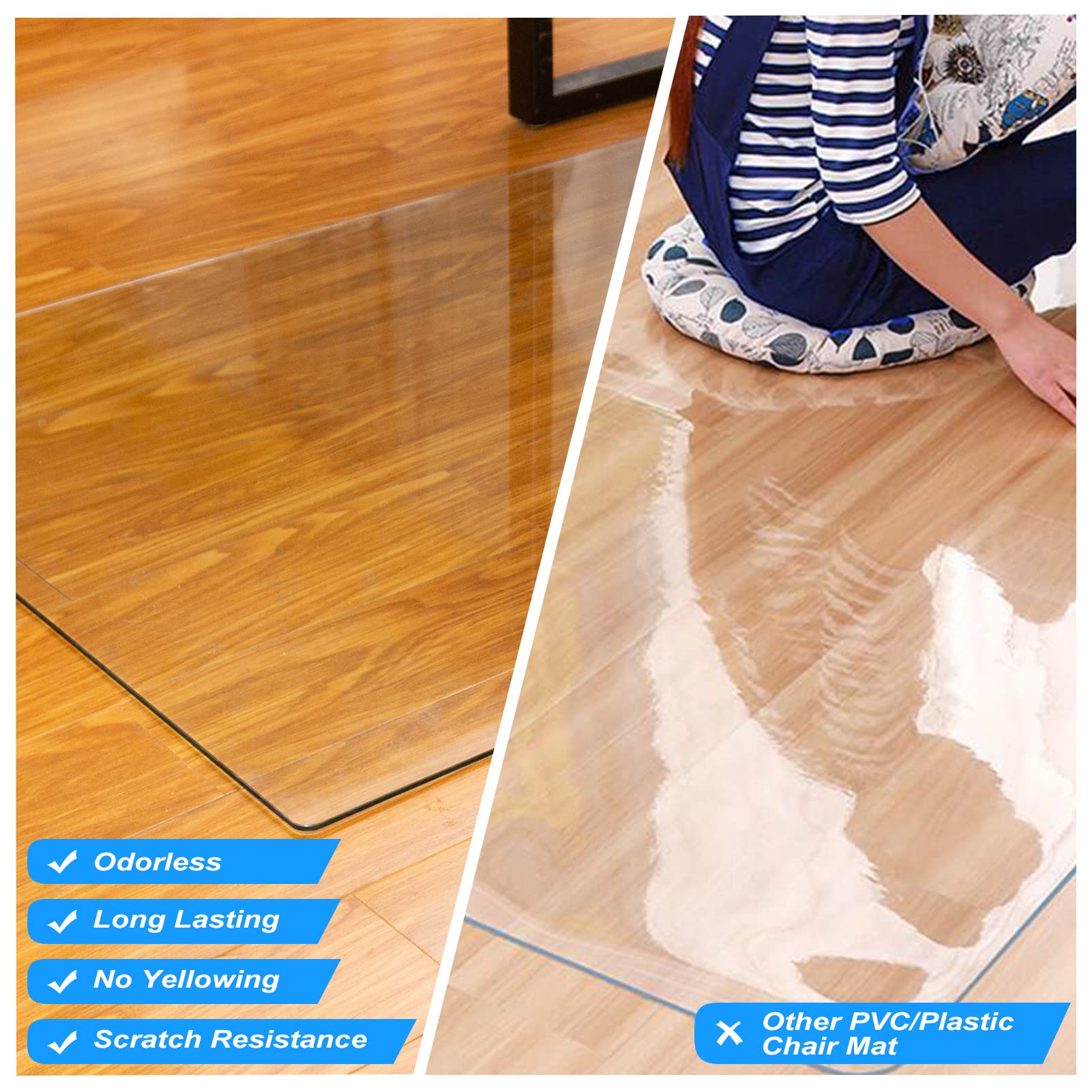 Clear Glass Chair Mat - 1/5" Thick Clear Tempered Glass Office Chair ...