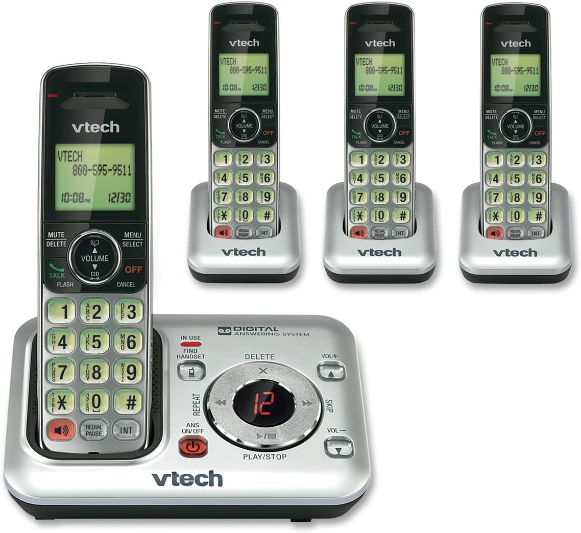 Amazon.com : VTech CS6429-4 4-Handset DECT 6.0 Cordless Phone with ...
