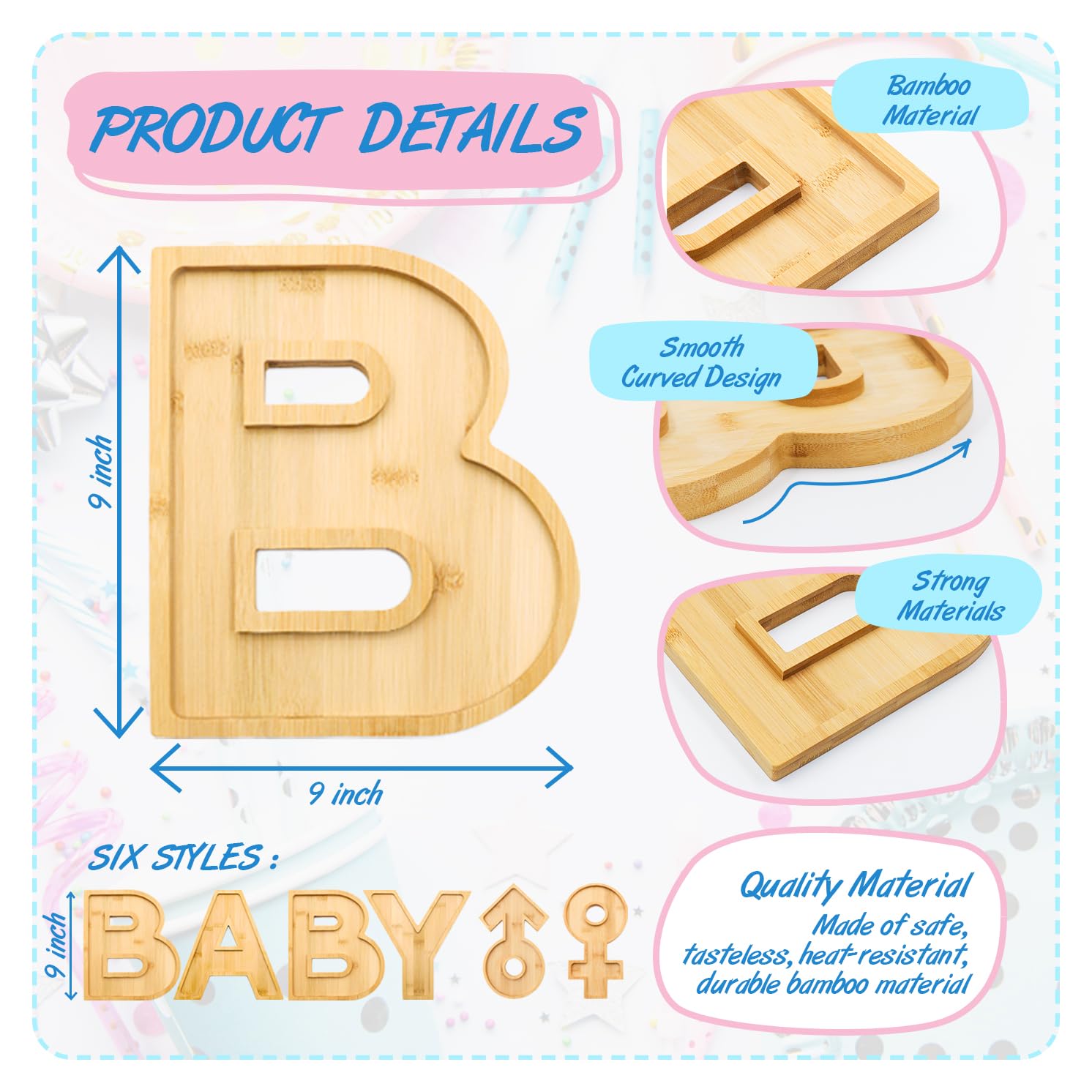 Snapklik.com : 6 Pcs Baby Shower Wooden Charcuterie Board Letters ...