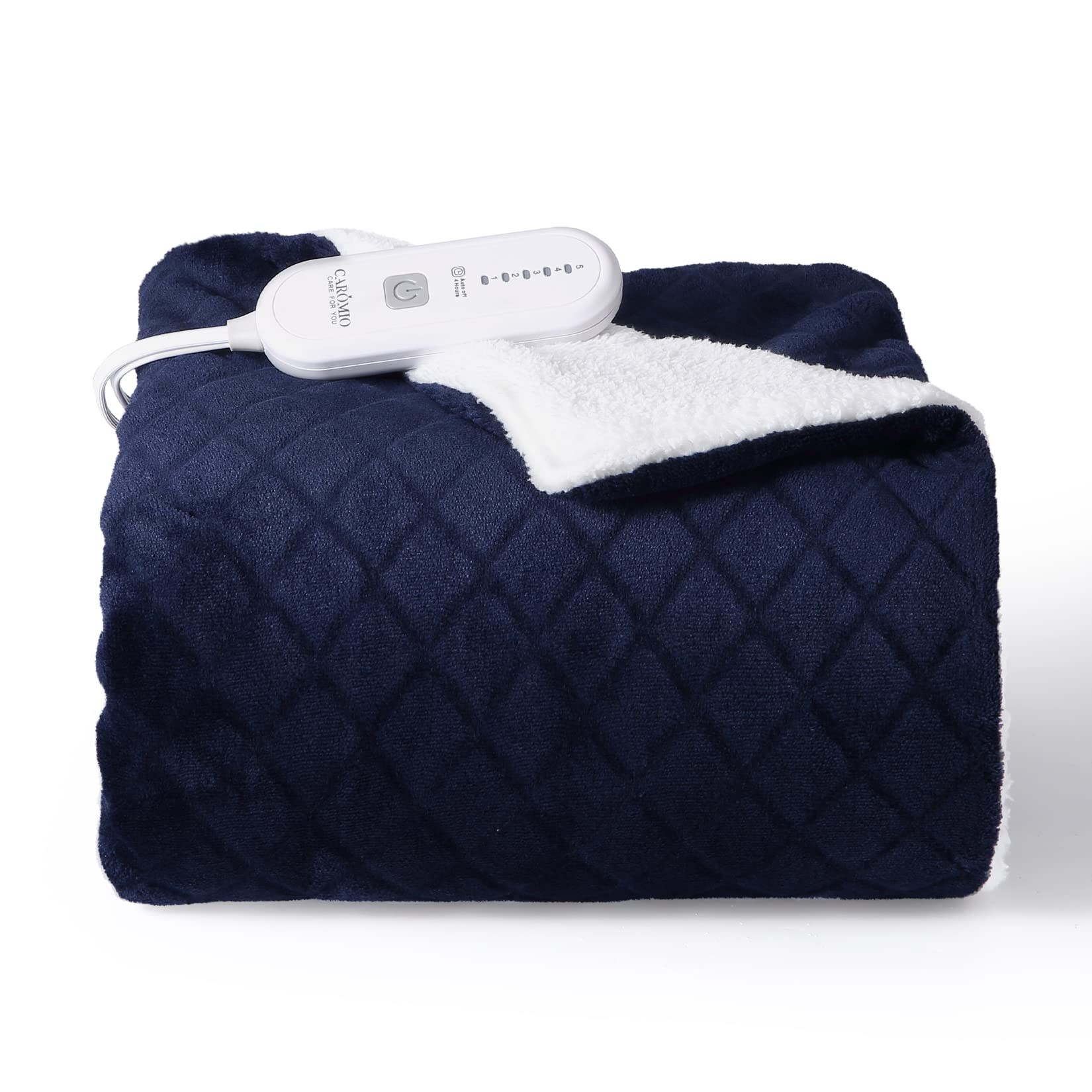 Amazon.com: CAROMIO Heated Electric Blanket Throw, Flannel Sherpa ...