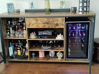 Amazon.com: LVB Long Bar Cabinet with Fridge Space, Farmhouse Big ...