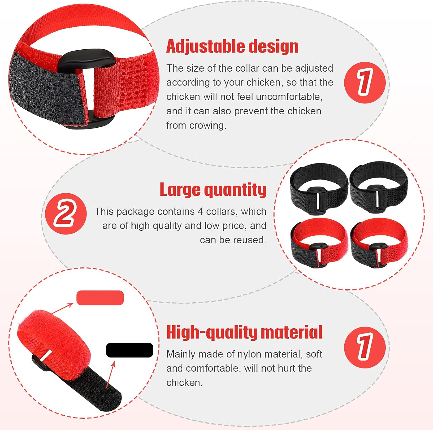 Xuniea 4 Pieces Rooster Collar No-Crow Chicken Collar Anti Hook Rooster ...