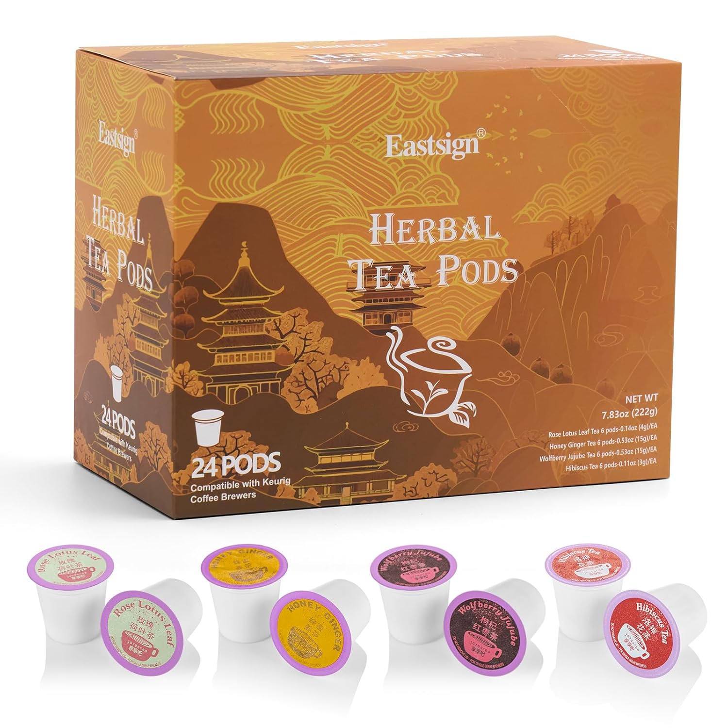 Amazon.com: Eastsign Tea K Cups, 24-Count Tea Variety Pack, 4 Flavors K ...