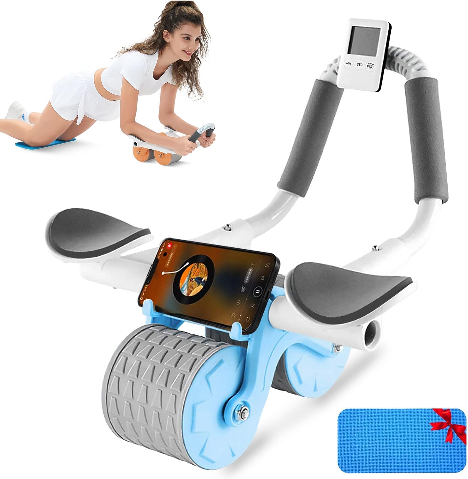 Tiokkss Automatic Rebound Ab Abdominal Exercise Roller Wheel, with ...