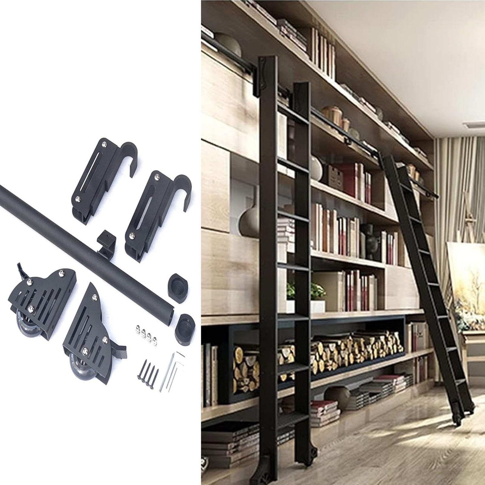 Rustic Loft Rolling Ladder
