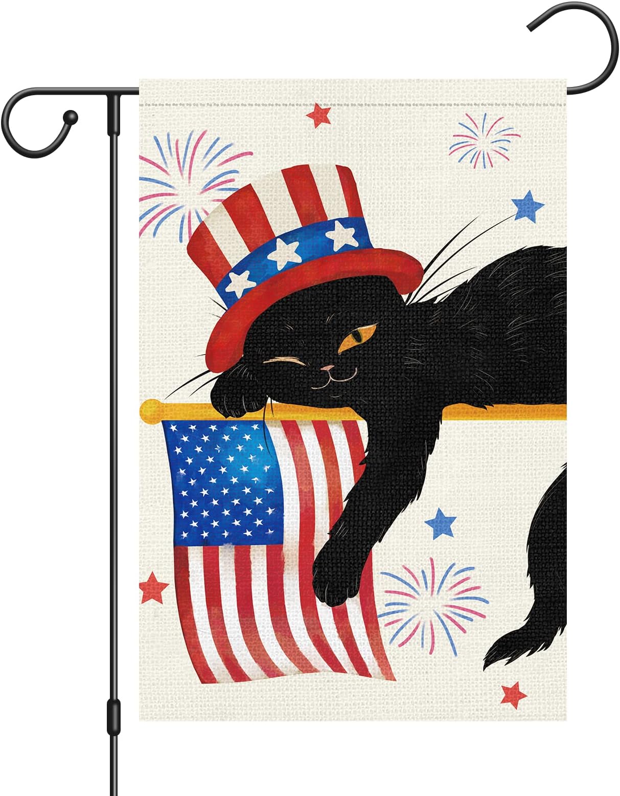 Amazon.com : DLZDN Summer Cat Garden Flag Sunflower Black Cat Garden ...
