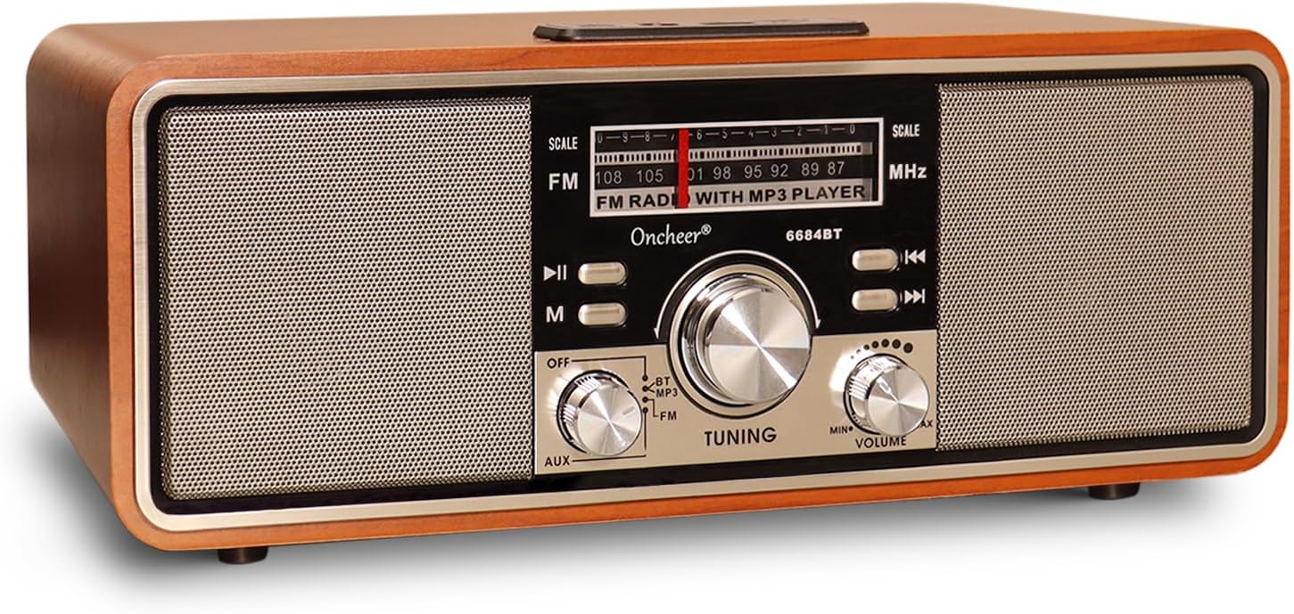 Amazon.com: Retro Radios FM Portable Bluetooth Speaker,12/24H Small ...