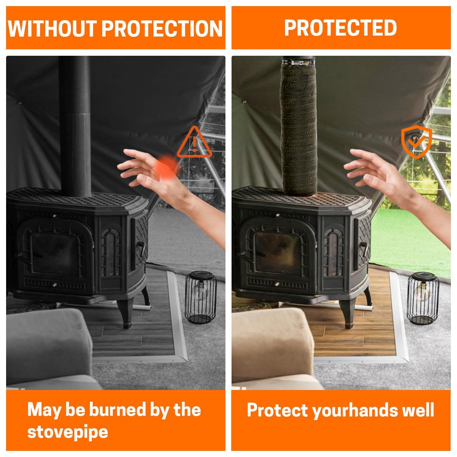 Snapklik.com : Fireproof Stove Pipe Wrap Set, 4 Pcs Stove Pipe Covers ...