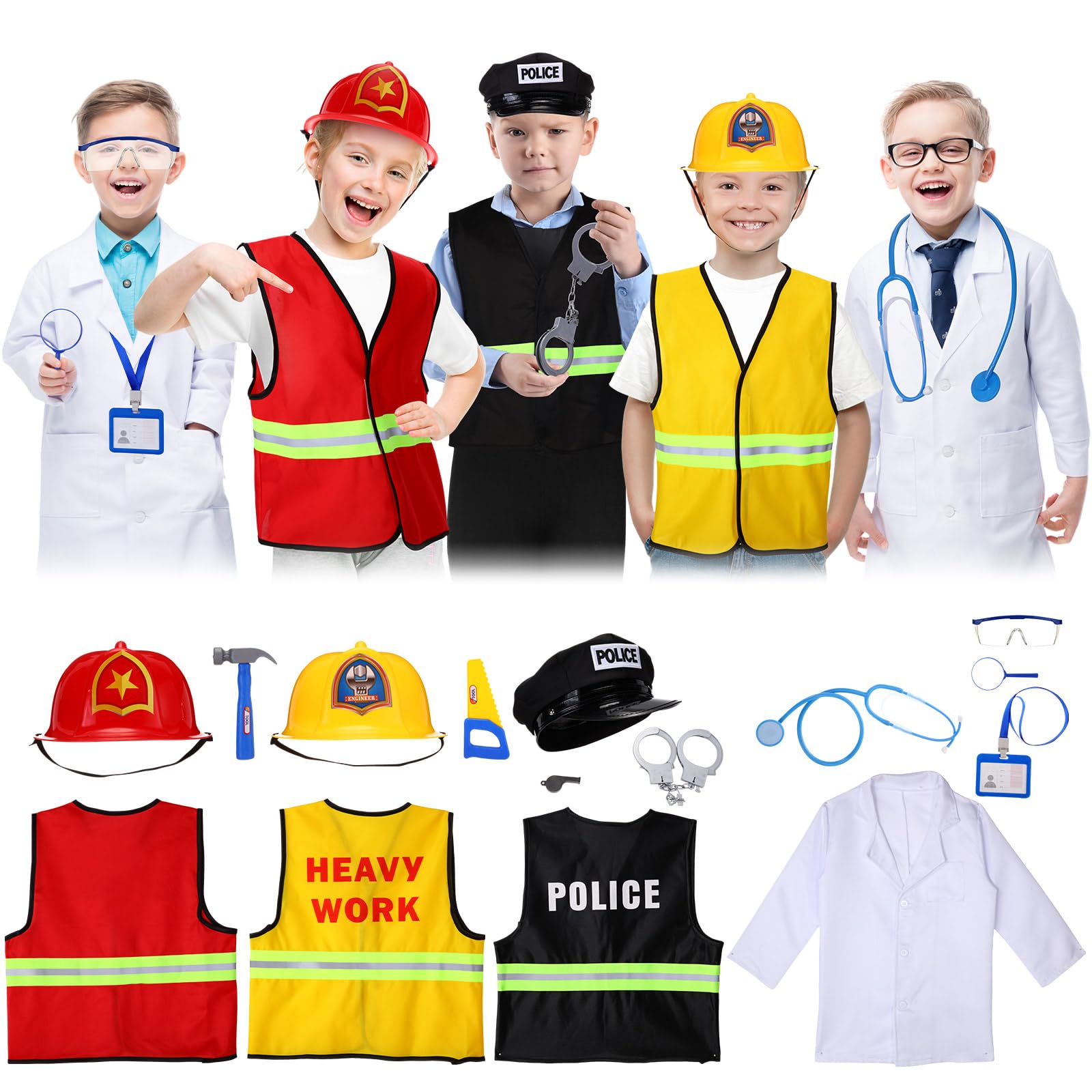Snapklik.com : 4 Sets Kids Dress Up Costumes Police Officer Costume ...