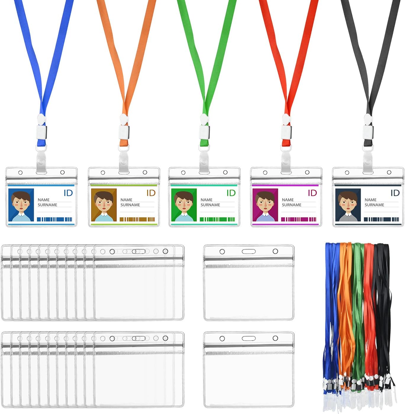 OctBird 50pcs Clear Plastic Horizontal Name Tags Badge ID Card Holders ...