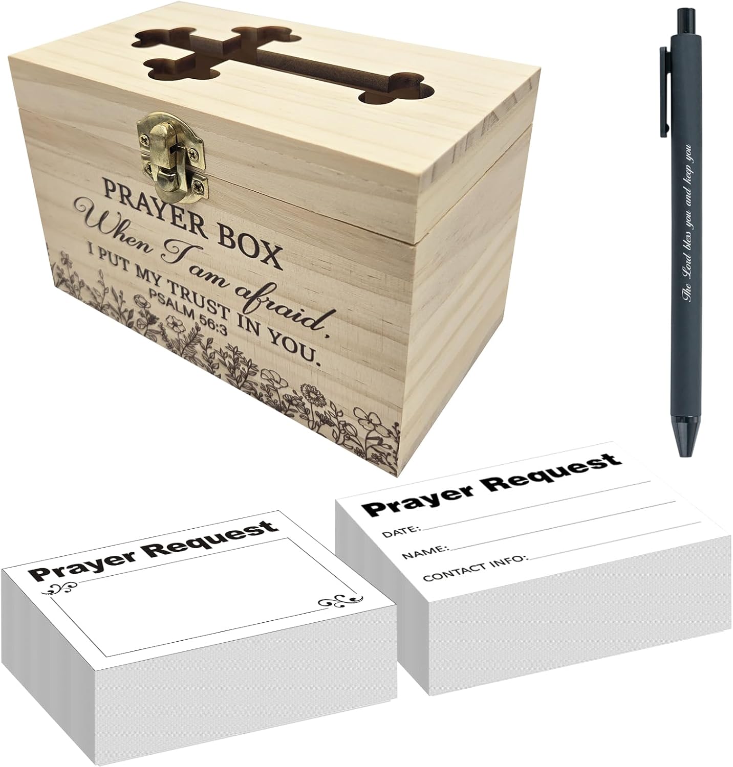 Amazon.com: QVJIOA Prayer Box with 100 Pcs Prayer Cards Wooden Prayer ...