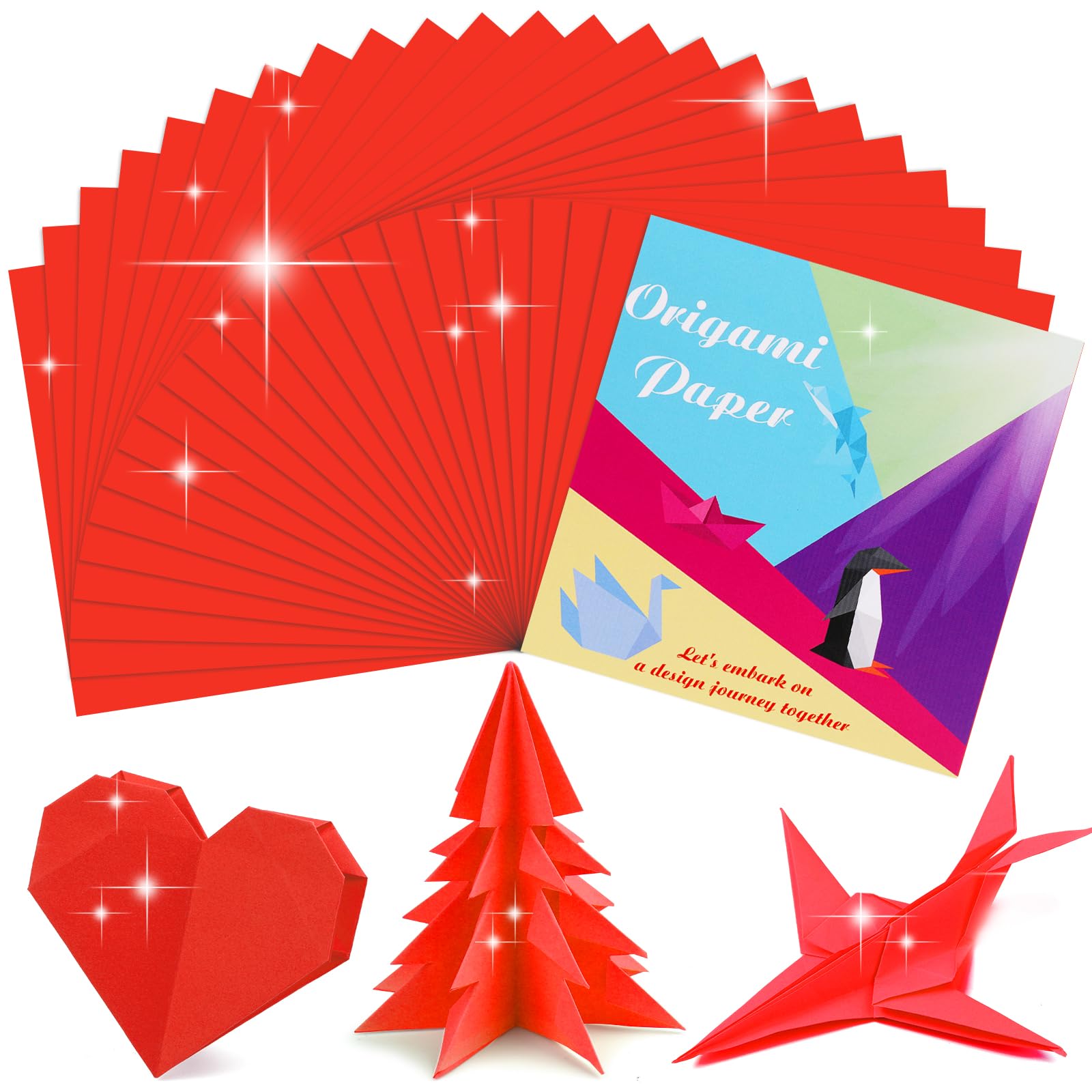 Snapklik.com : Origami Paper,200 Sheets Red Double Sided Origami Paper ...
