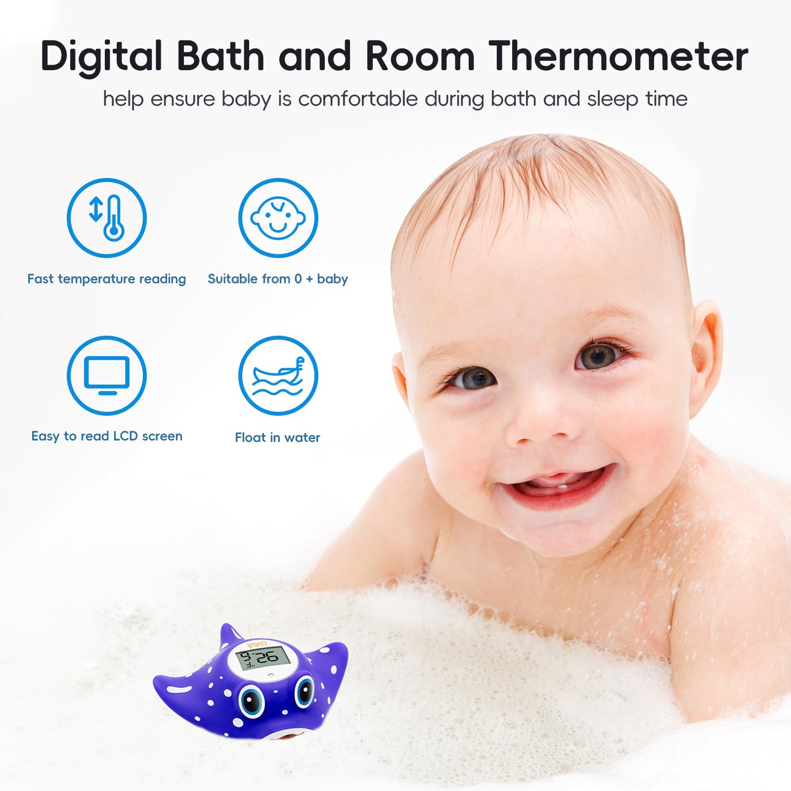 Snapklik.com : B&h Baby Bath & Room Temperature Thermometer - Digital ...