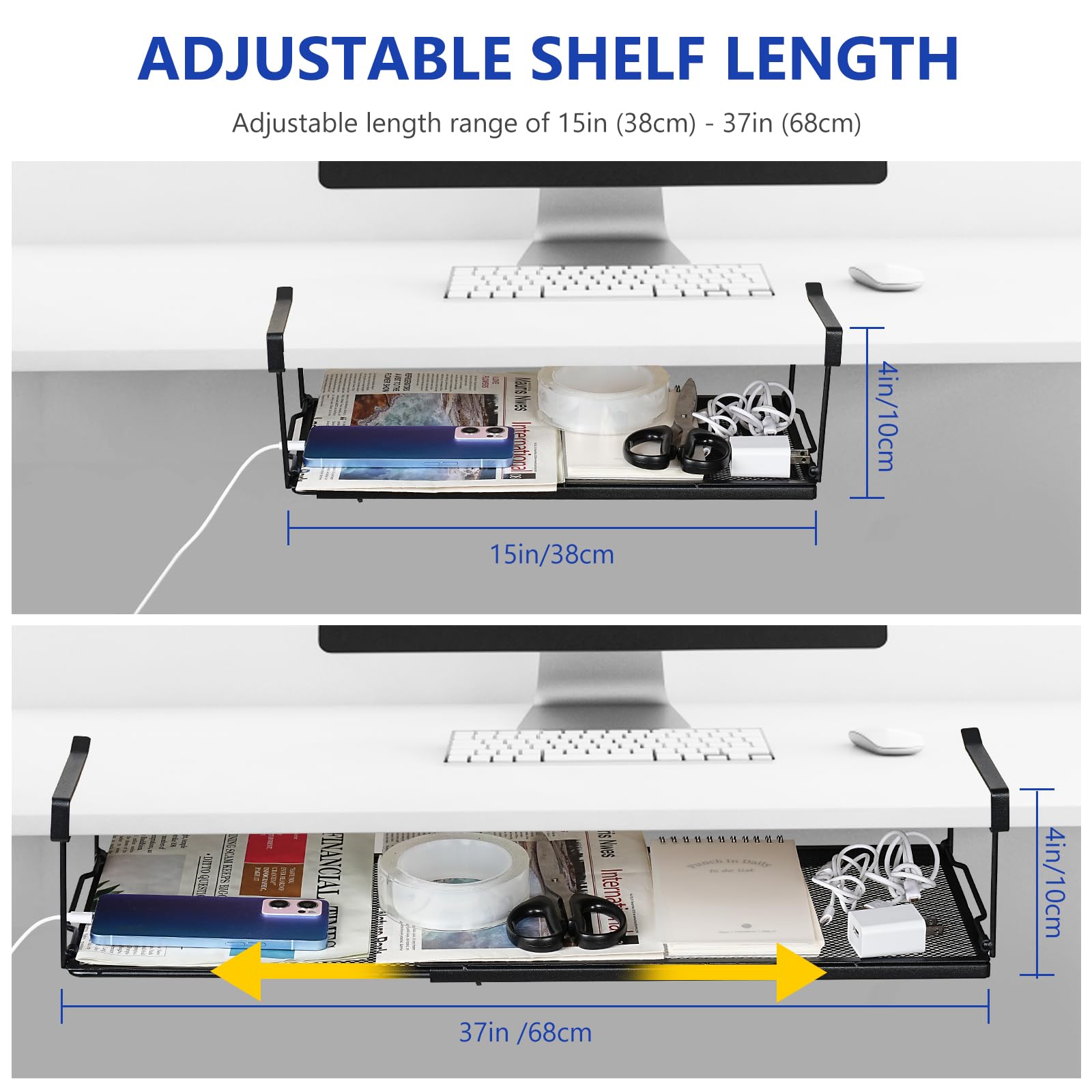 Snapklik.com : Under Desk Cable Management Tray, 15"- 37" Stretchable ...