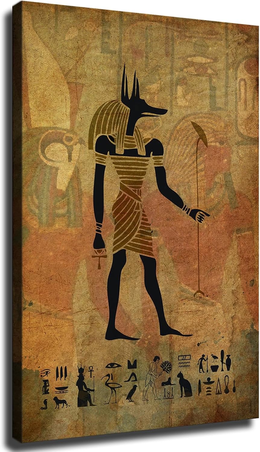 Amazon.com: KhVhvs Ancient Egypt Hieroglyphs Grim Reaper Anubis Canvas ...