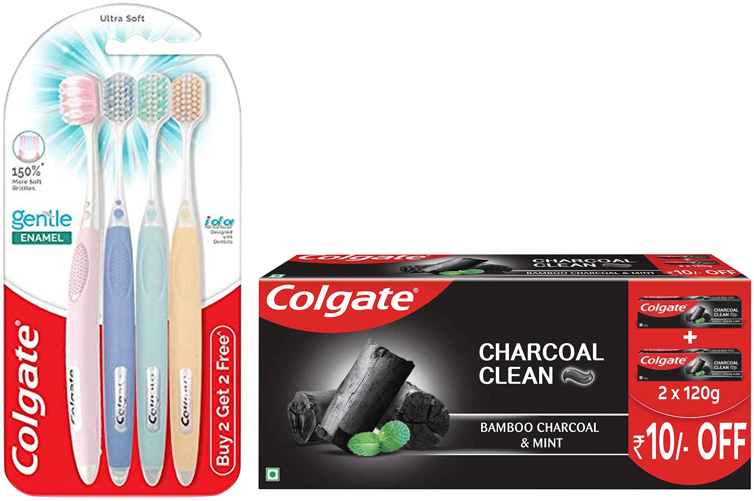 Buy Colgate Adult Gentle Enamel Ultra Soft Bristles Manual Toothbrush 4 ...