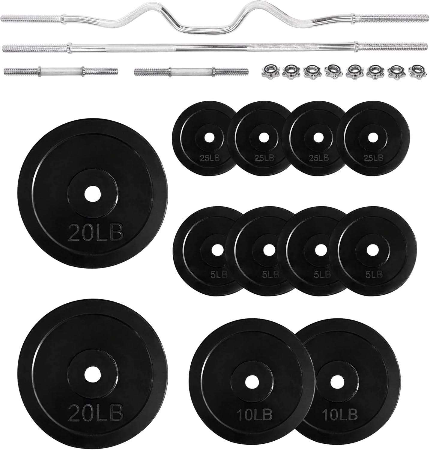 Kit Pesas Discos Barra Recta y Z Mancuernas Cromadas 120 Lbs Set de 120 ...