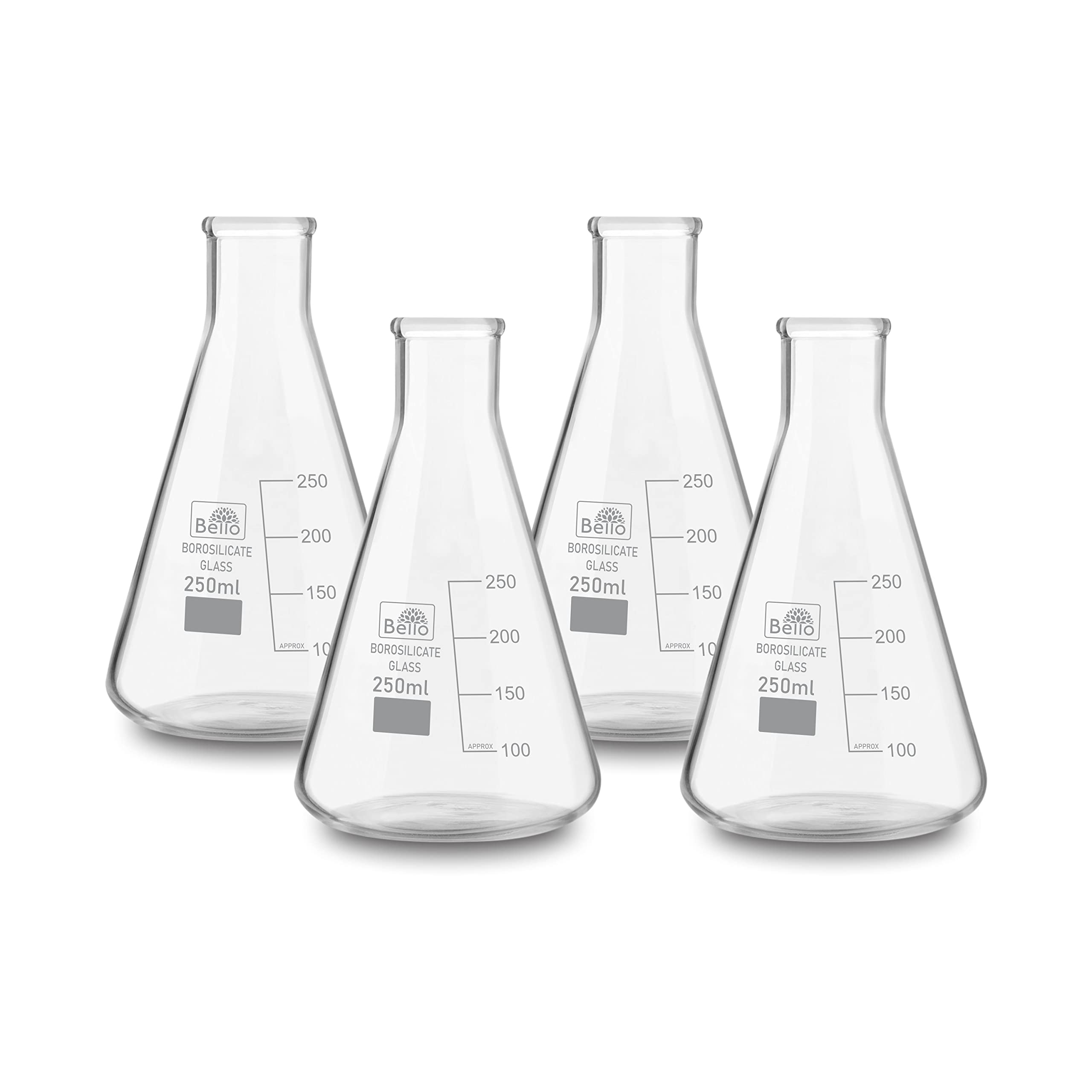 Bello Borosilicate 3.3 Glass Conical Flask 250 ml with Graduation Marks ...