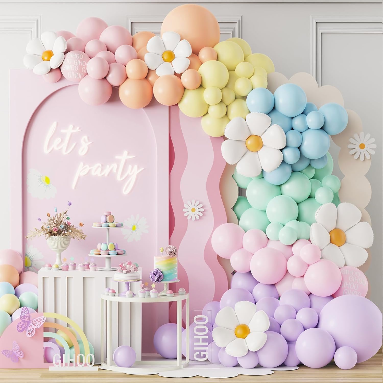 Amazon.com: Daisy Pastel Balloon Garland Kit 157pcs Pastel Macaron ...
