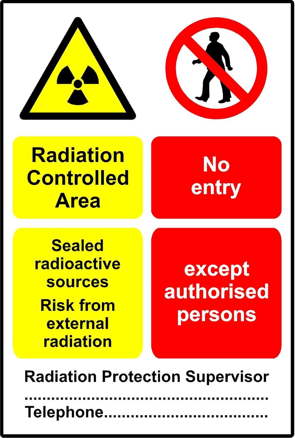 Radiation controlled area no entry safety sign - Self adhesive sticker ...