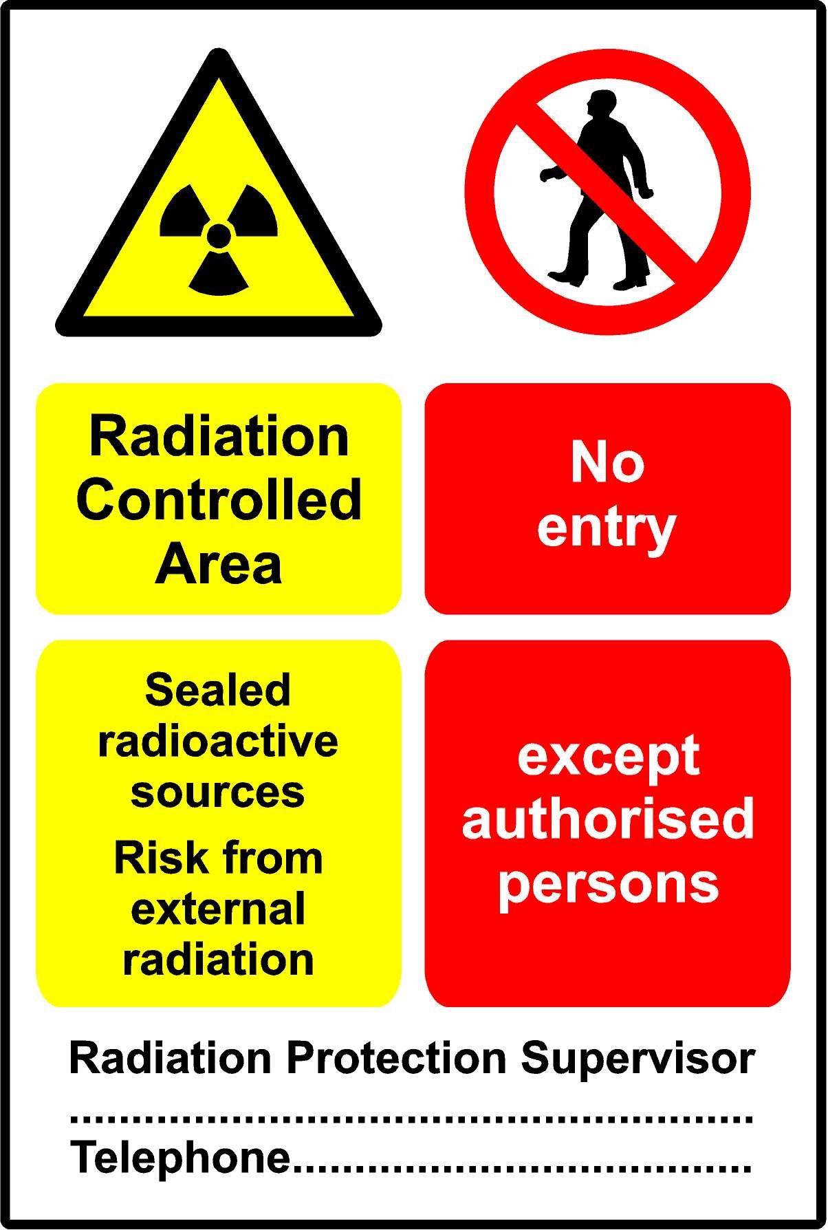 Radiation controlled area no entry safety sign - Self adhesive sticker ...