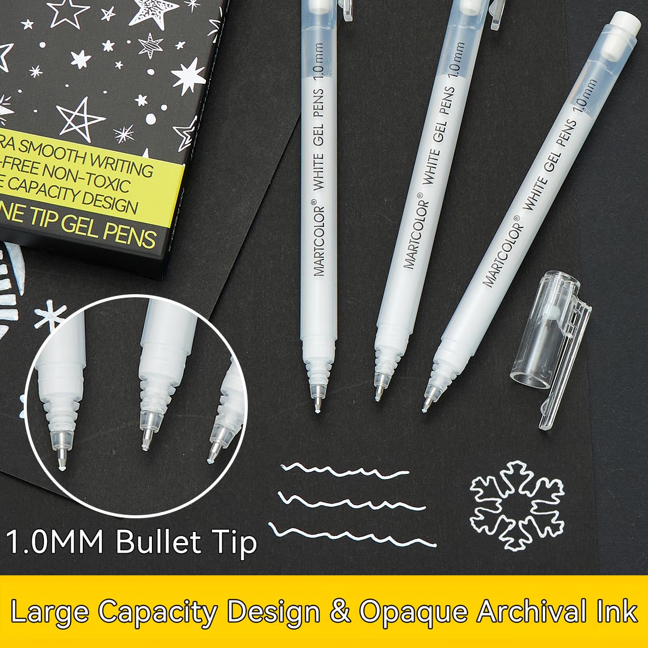 Snapklik.com : White Gel Pens, 1.0mm Fine Point Opaque Archival Ink Pen ...