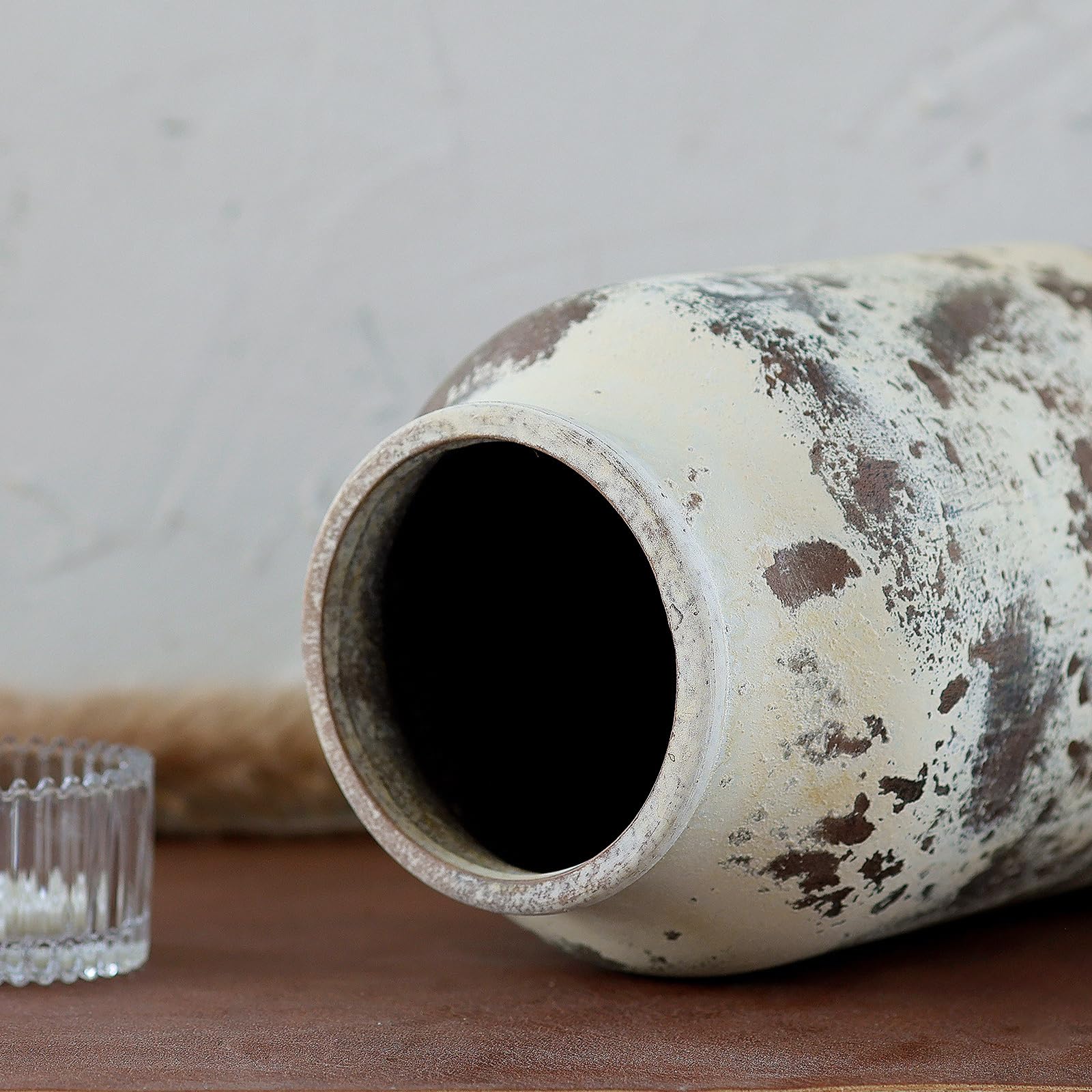 Rustic Farmhouse Large Ceramic Vase,Whitewashed Terracotta Farmhouse ...