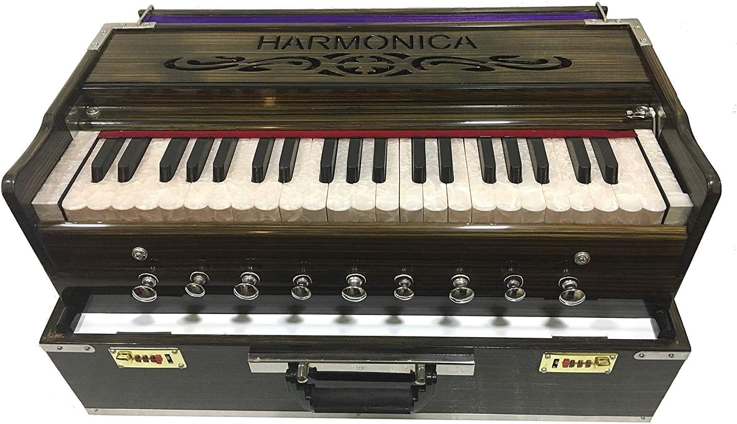 9 Stopper, Portable Harmonium Chudidaar Bellow 42 key 2 Reed Bass Male ...