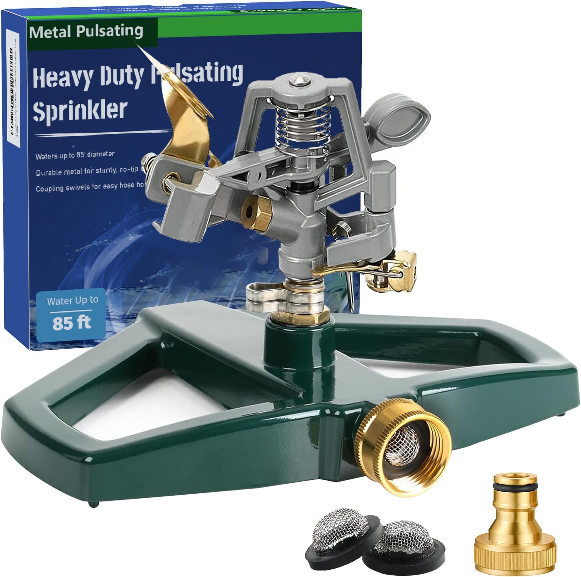 Amazon.com : Heavy Duty Metal Pulsating Sprinkler for Yard - 360 Degree ...