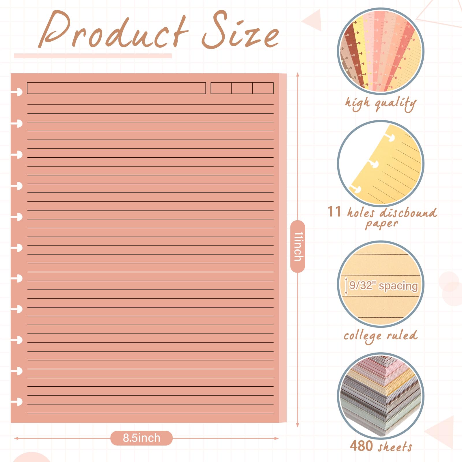 Snapklik.com : PerKoop 12 Pack 480 Sheets Colored Discbound Refill ...