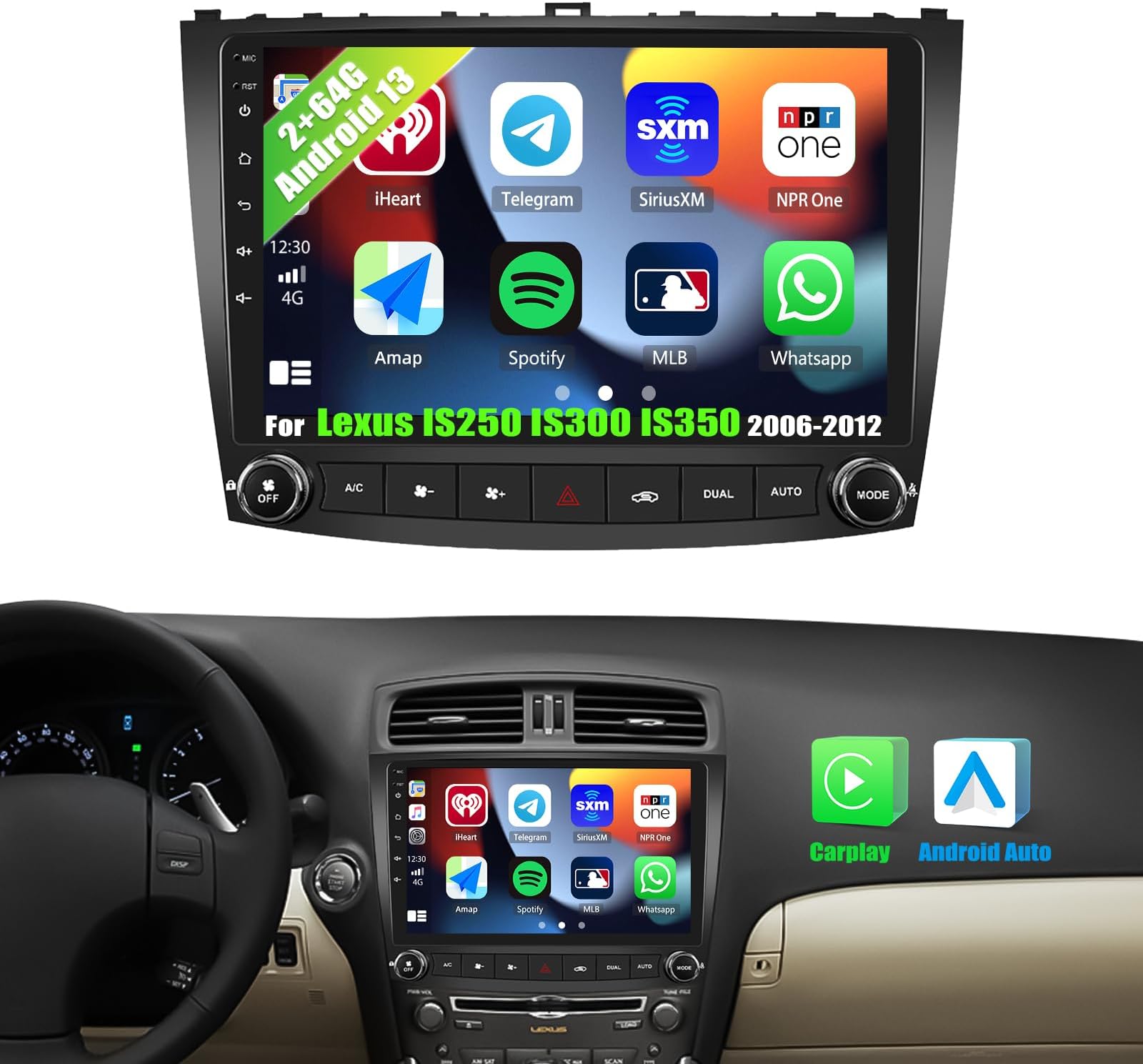 Amazon.com: 2+64G Android 13 Car Stereo for Lexus IS250 IS300 IS350 ...