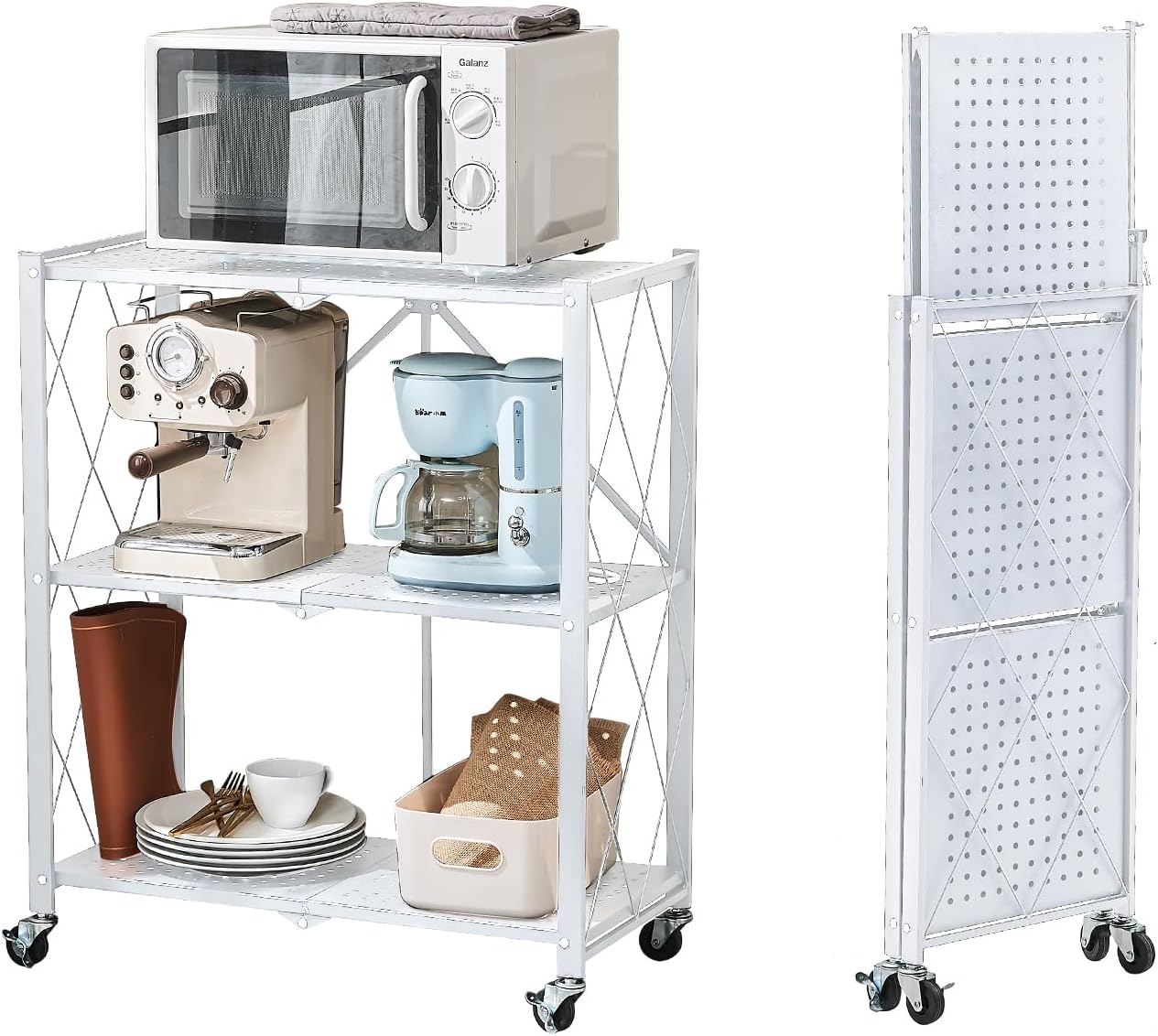 Amazon.com: BRIAN & DANY 3-Shelf Foldable Storage Shelves with Wheels ...