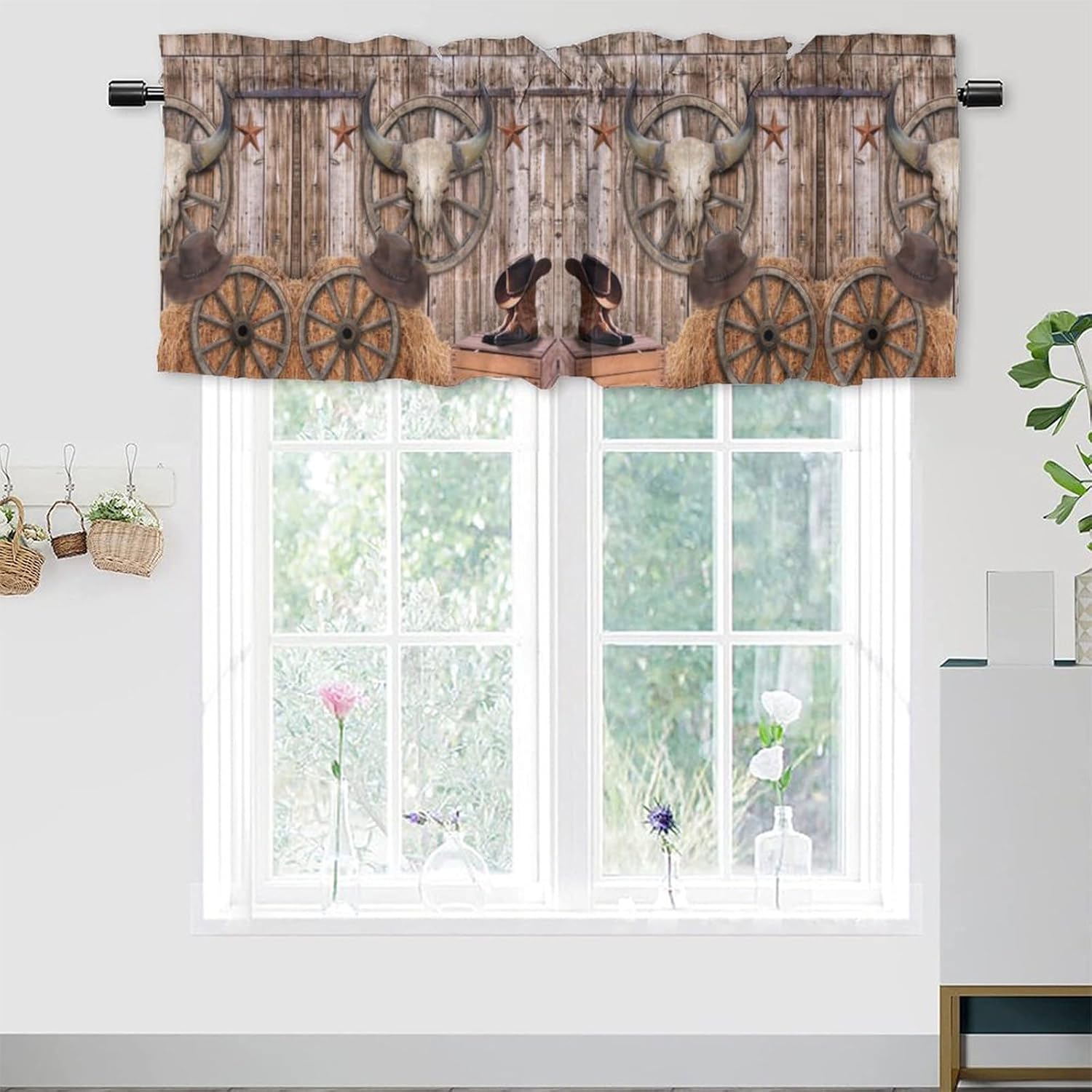 Amazon.com: Western Texas Star Print Kitchens Valances For Window ...