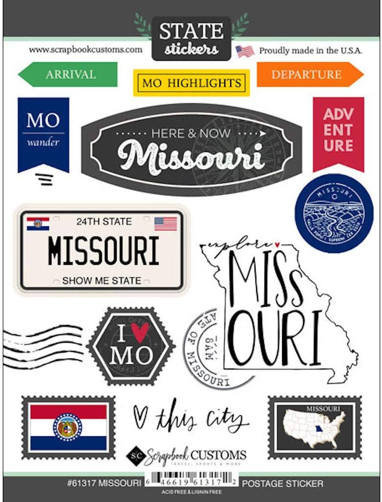 Amazon.com: Scrapbook Customs 61317 Missouri Postage Stickers : Arts ...