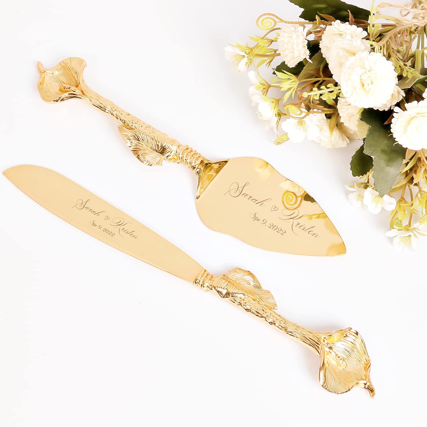 Amazon.com | vomiceak Cake Cutting Set for Wedding, Personalized Gold ...