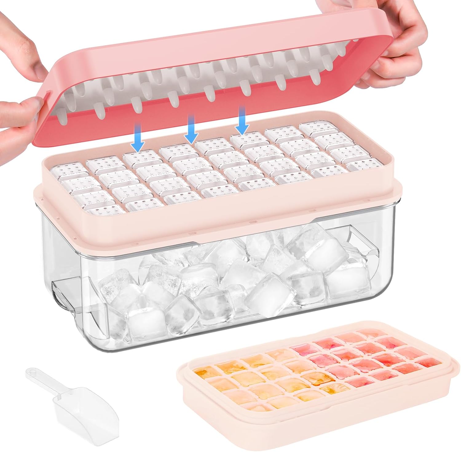 Amazon.com: Ice Cube Tray with Lid and Bin, 32 pcs Ice Cubes Molds, Ice ...
