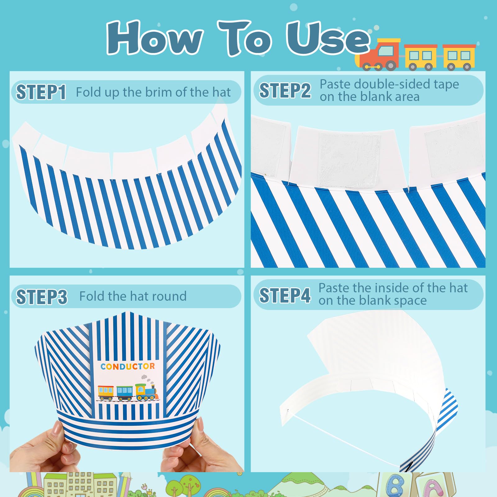 Snapklik.com : Bonuci 20 Pieces Paper Train Party Hats Train Engineer ...