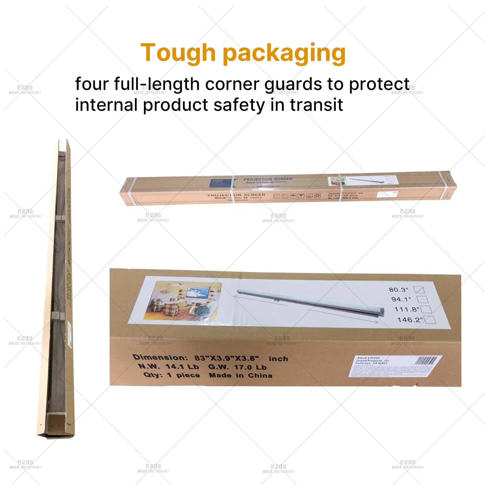 ProHT 100-inch Portable Projection Screen (05358), w/Pull Up Foldable ...