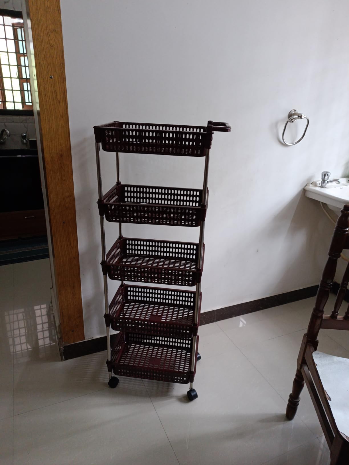 Privesh Plastic-Stainless Steel Fruit & Vegetable 4 Stand Kitchen ...