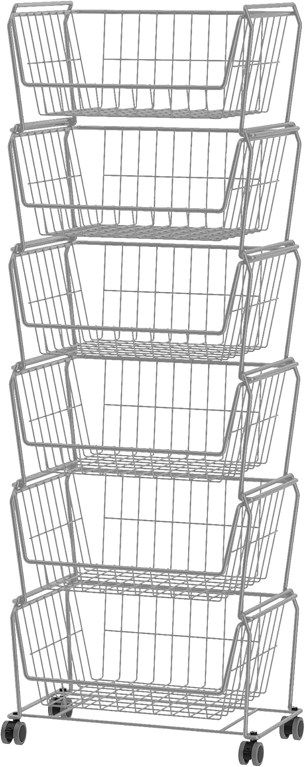 Amazon.com: PUSDON Stackable Metal Storage Carts, Dual Use Shelf for ...