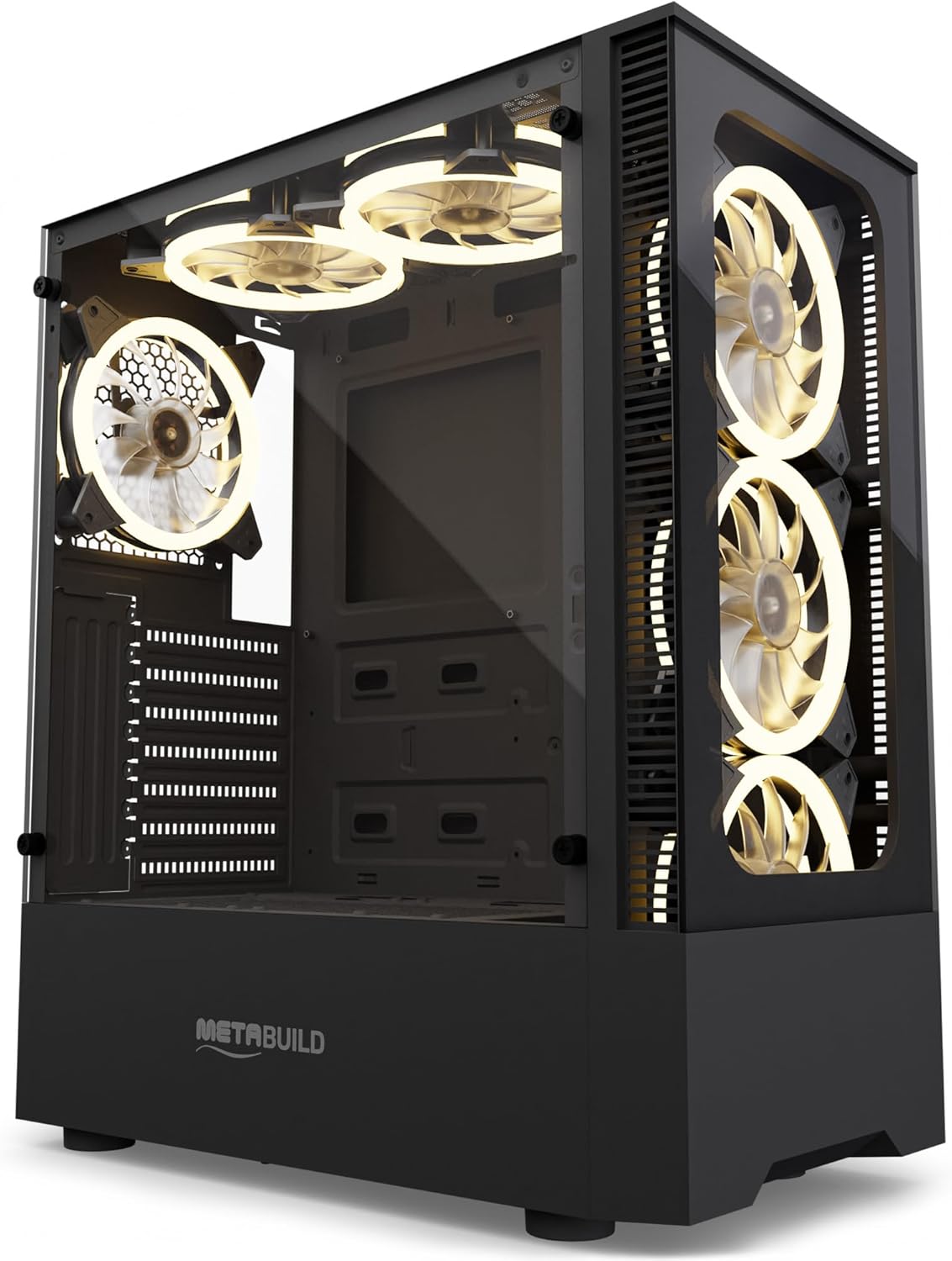 Amazon.com: METABUILD ATX PC Case with 6 Pre-Installed PWM ARGB Fans ...