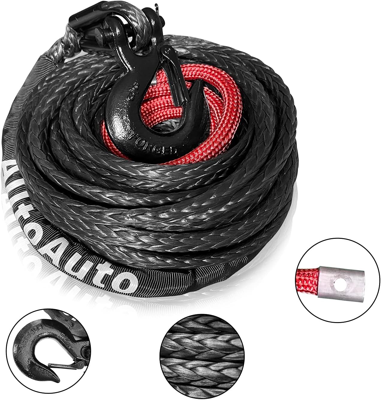 Amazon.com: AlltoAuto Winch Rope with Hook, 3/8" x 100'-25000lbs ...