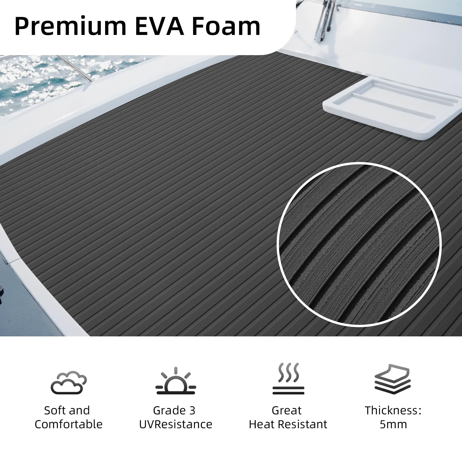 Snapklik.com : Boat Flooring EVA Foam Decking Sheet Self-Adhesive Foam ...