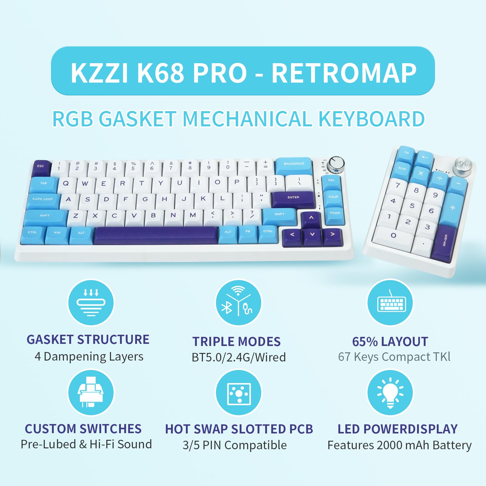 Snapklik.com : Kzzi K68 Pro Mechanical Gaming Keyboard - 65% Layout ...