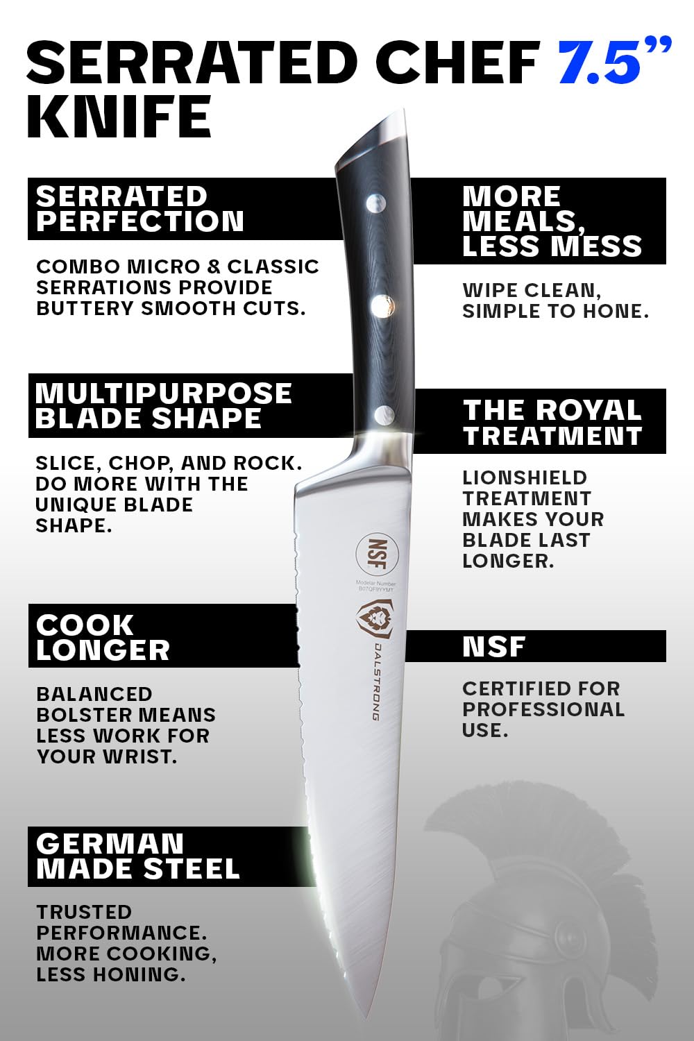 Snapklik.com : Serrated Chef Knife - 7.5 Inch - Gladiator Series Elite ...