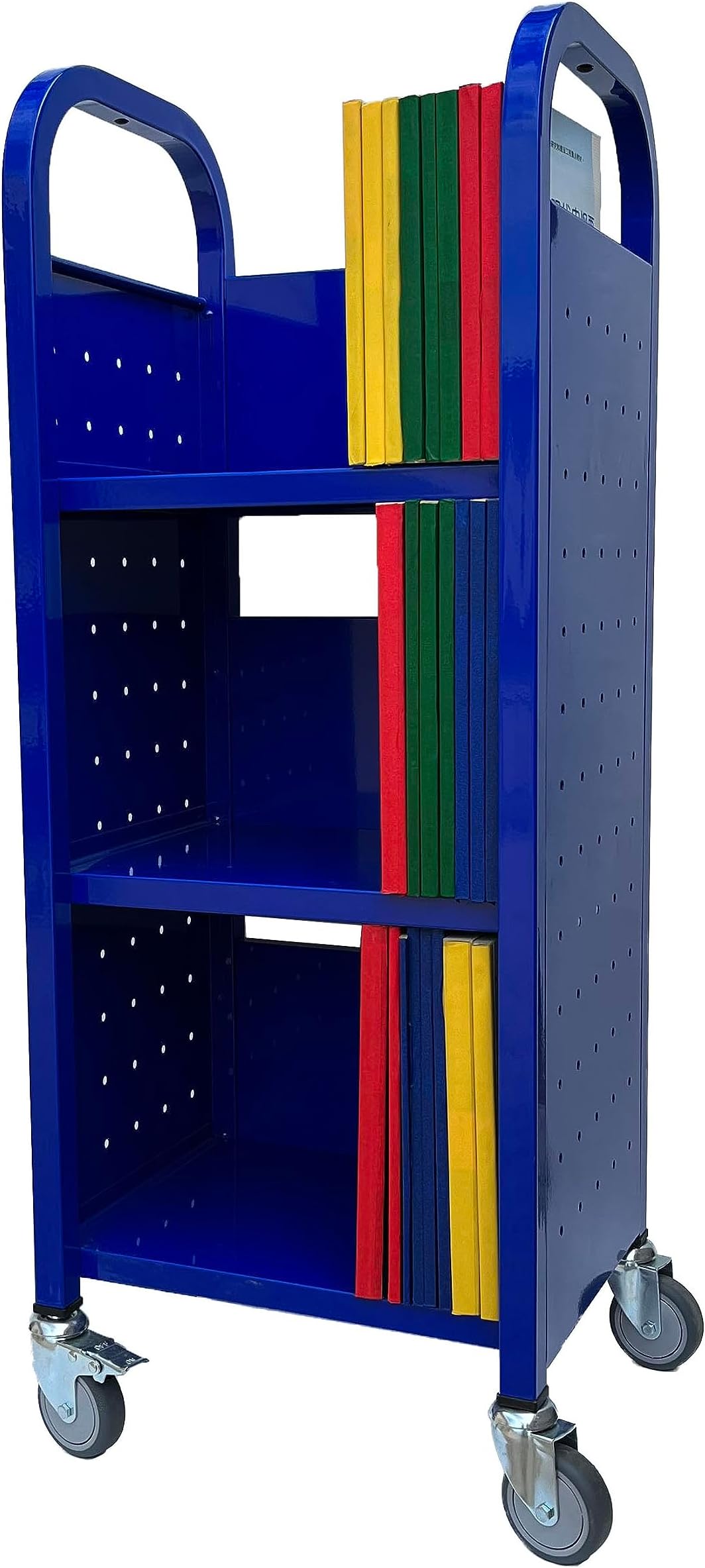 Amazon.com: Workington Single Bank Rolling Book Truck Book Cart with 3 ...