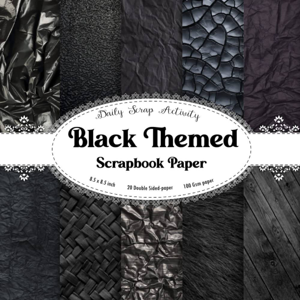 Black Themed Scrapbook Paper: Black Wrinkled Looking Paper For ...